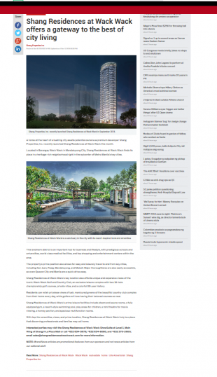 Shang Residences at Wack Wack offers a gateway to the best of city ...